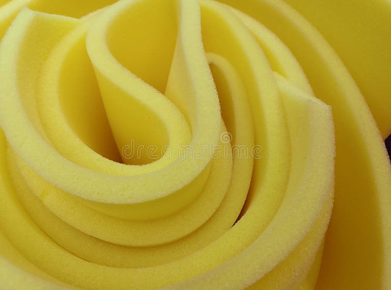 Bundle of Yellow Sponge Foam. Rolled Sheets of Material Stock Photo ...