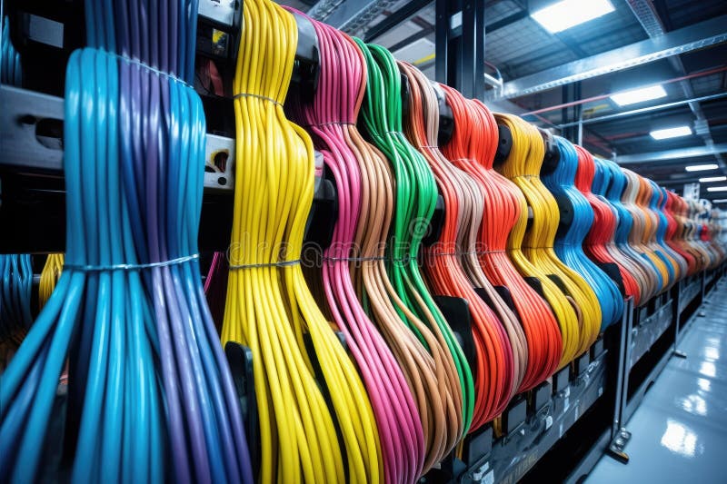 Bundled Telecom Cables in a Data Center Stock Image - Image of internet ...
