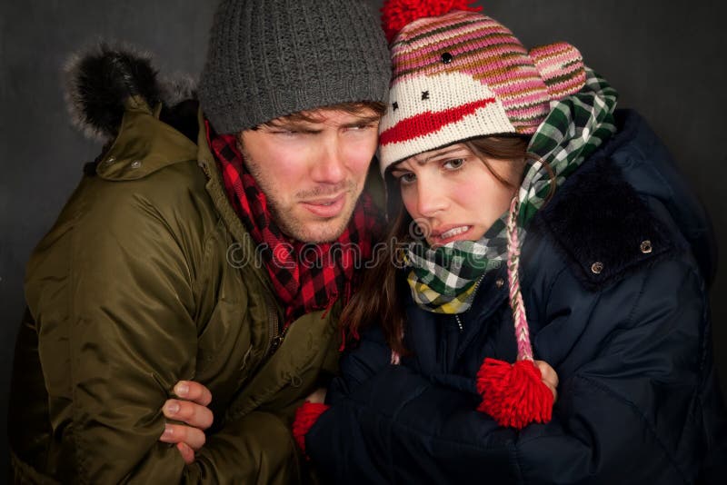 Bundled Up Couple stock image. Image of portrait, face - 13771691
