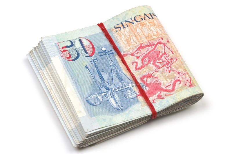 A Bundled Up Stack of Singapore Dollars Stock Image - Image of band ...