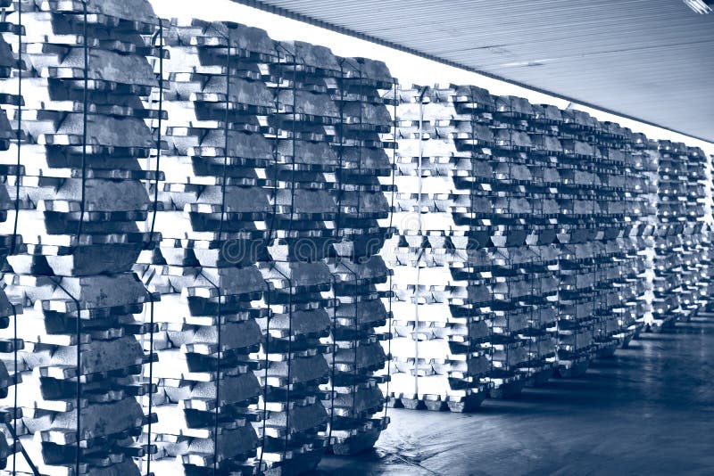Aluminum Ingot Bar Stack in Warehouse for Supplying To Factory ...