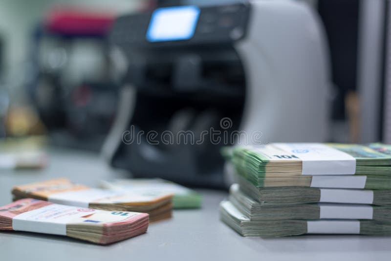 Bundles of Banknotes Divided into Groups with Currency Straps Placed on ...