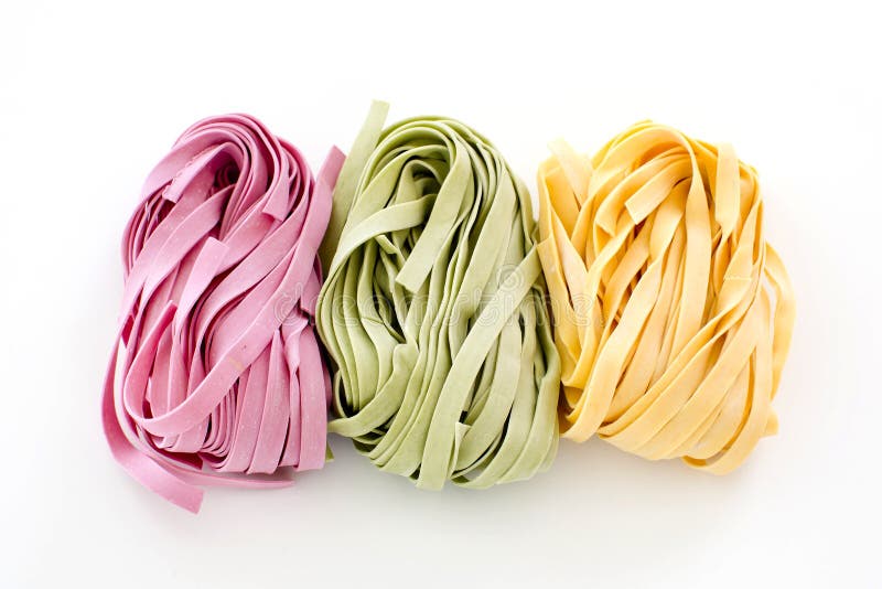 Bundles Of Dried Ribbon Color Pasta Stock Image - Image of ingredient ...