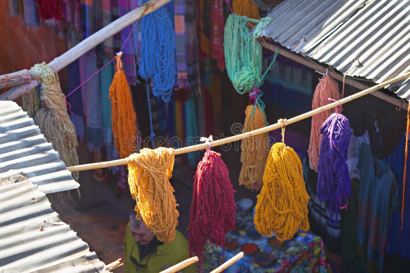 Bundles of Dyed Wool Drying Stock Image - Image of drying, colourful ...