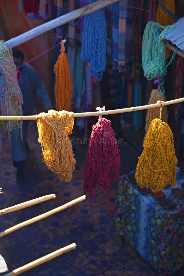 Bundles of Dyed Wool Drying Stock Photo - Image of business, exotic ...