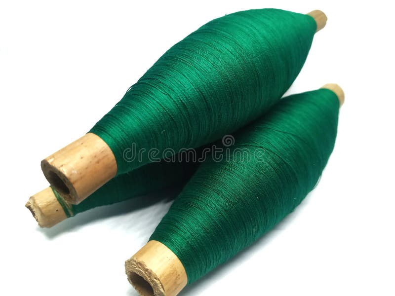 Bundles of Green Thread on White Background Stock Image - Image of ...