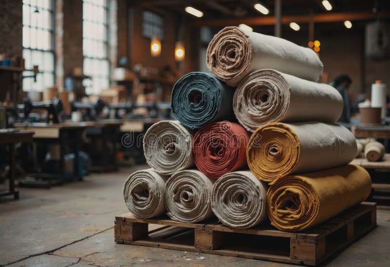 Bundles of Raw Textiles Stacked for Processing in a Textile Workshop ...
