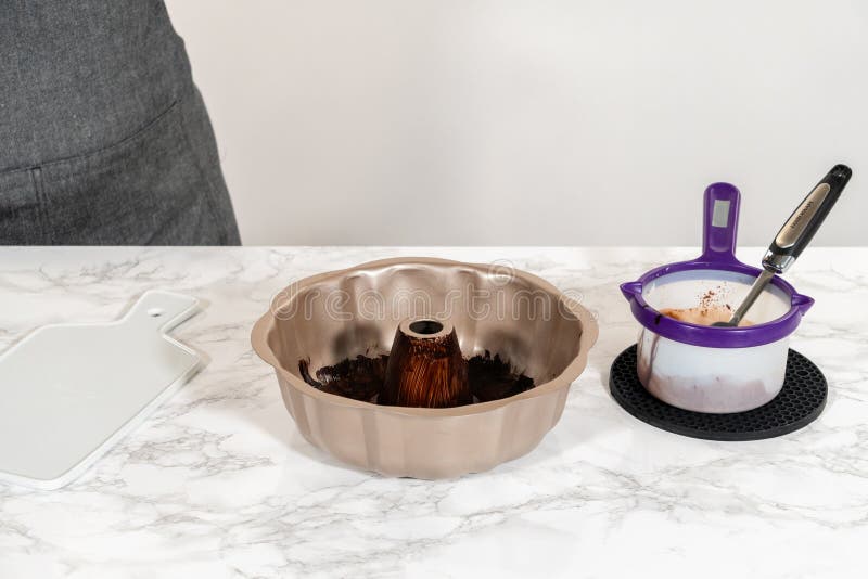 Bundt Pan Prep-Cocoa Shortening for Perfect Baking Stock Image - Image ...