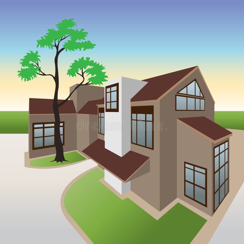 Bungalow stock vector. Illustration of urban, villa, roof - 9704045