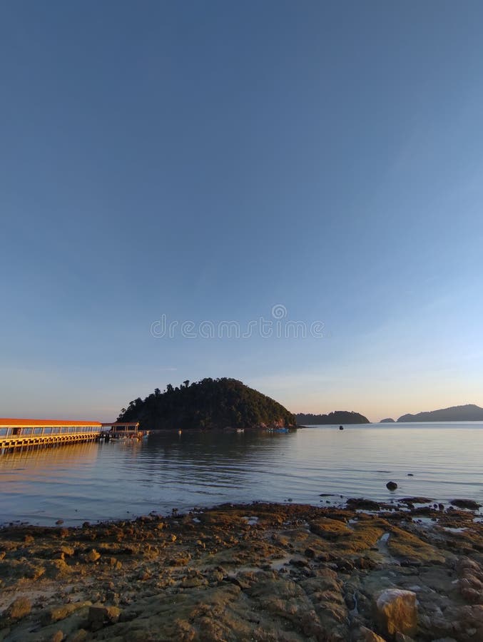 Sunset at lanun island stock image. Image of floor, blue - 200844529