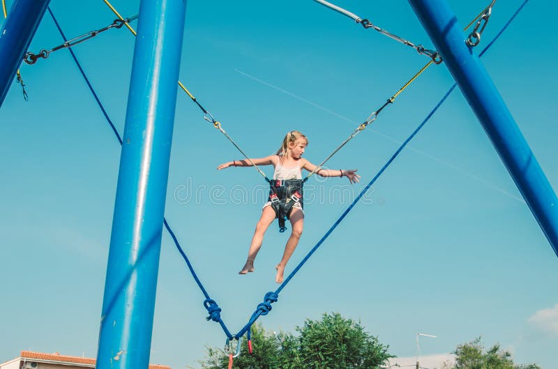 Bungee jumping attraction stock image. Image of action - 173530547