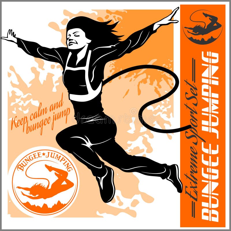 Bungee Jumping Jumper Silhouette Stock Vector - Illustration of valley ...