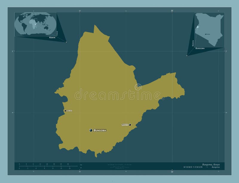 Bungoma, Kenya. Solid. Labelled Points of Cities Stock Illustration ...