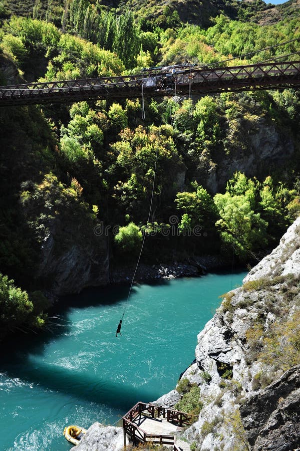 Bungy Springen Der Kawarau Brücke Stockfoto - Bild von grün, brücke ...