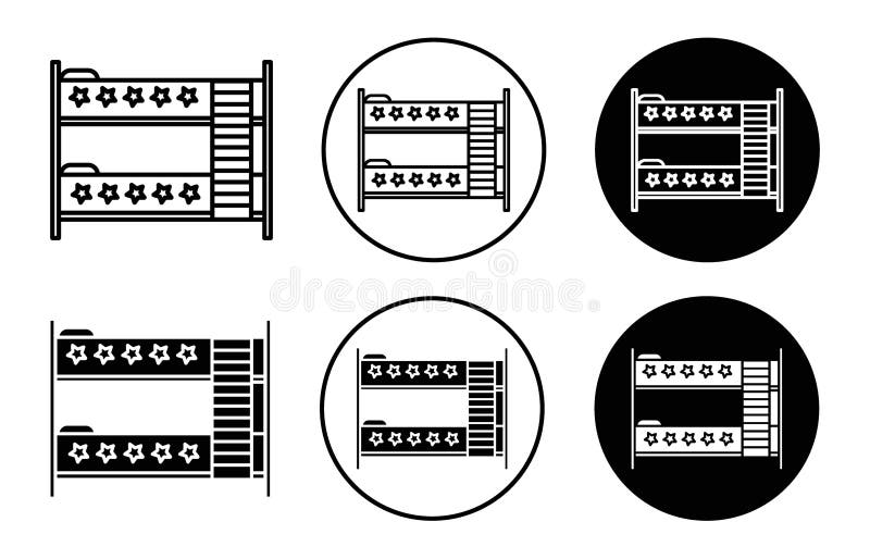 Bunk Bed Icon Sign Set In Outline Style Graphics Design Stock Vector