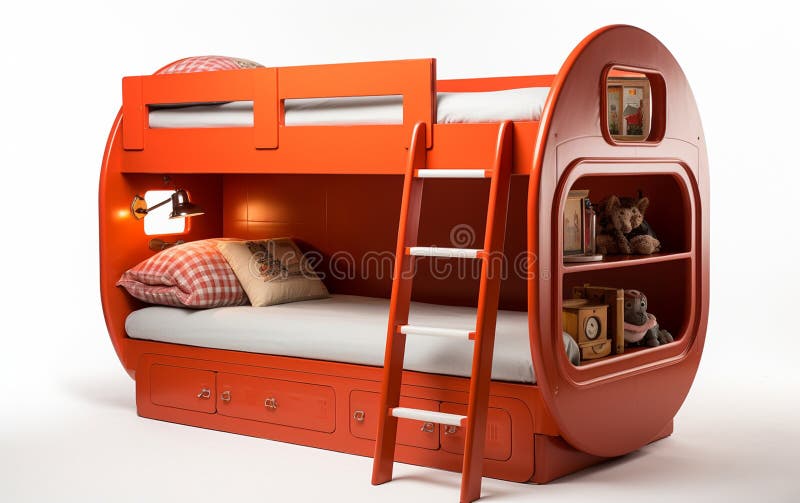 Bunk Bed Resting on a White Base -Generative Ai Stock Illustration ...