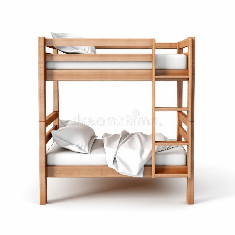 High Quality Wooden Bunk Bed Isolated on White Background Stock ...