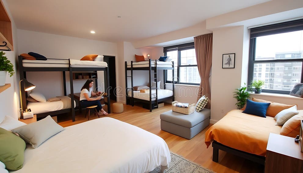 Bunk Beds in Bedroom Interior and Shared Sleeping Space Generative AI ...