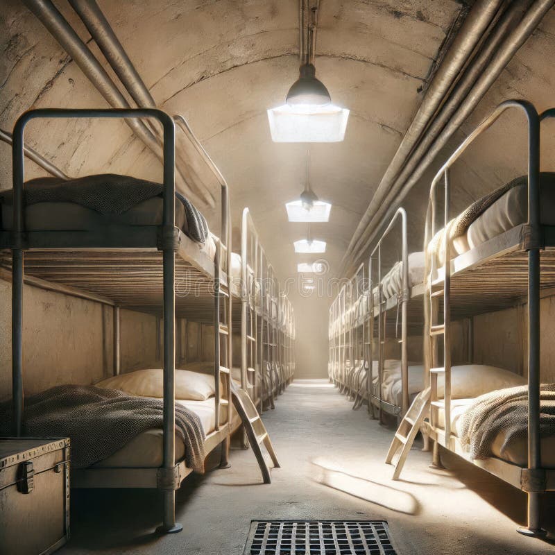 Bunk Beds in a Bunker Underground. Stock Image - Image of emergency ...