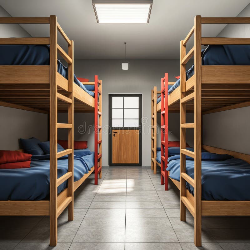 Bunk Beds in a Hostel. 3d Illustration. High Resolution Image Stock ...