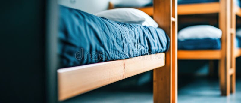 Bunk Beds in Modern Hostel Dormitory Stock Illustration - Illustration ...