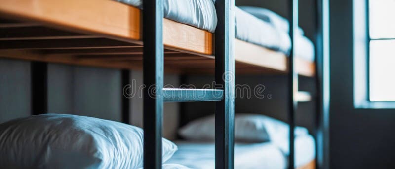 Bunk Beds in Modern Hostel Dormitory Stock Illustration - Illustration ...