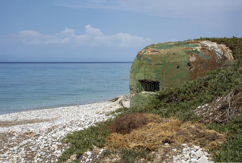 Bunker on the coast stock image. Image of greece, rhodes - 92825249