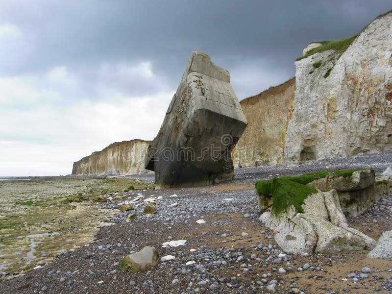 A Fallen From The Cliff German Concrete Bunker From World War Two On ...
