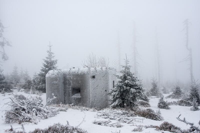 Bunker stock photo. Image of snow, second, wwii, czech - 44477112