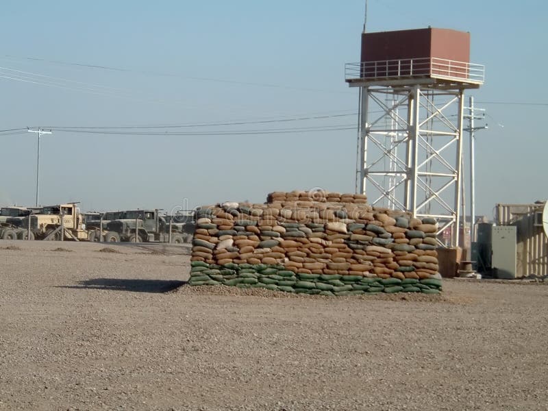Tower on a Military Camp in Iraq Stock Image - Image of barrier ...