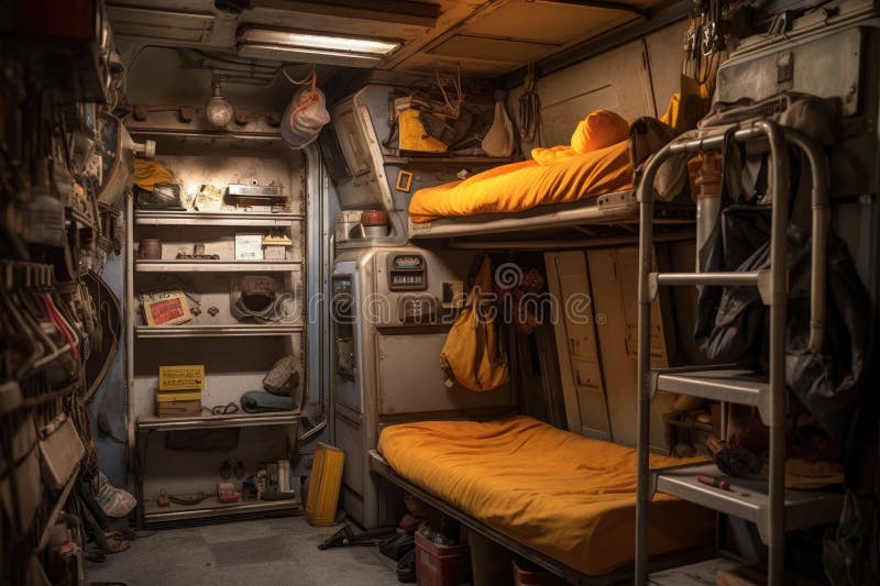 Bunks for Crew Members with Personal Items Stock Illustration ...