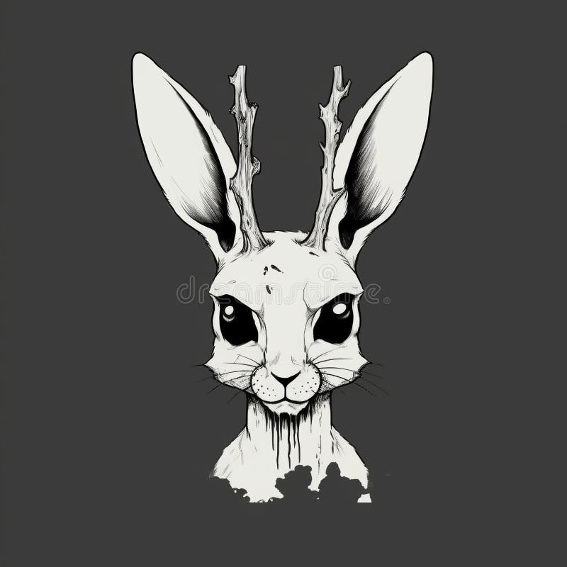 Darkly Surreal Hare Vector Illustration with Intense Close-up Stock ...