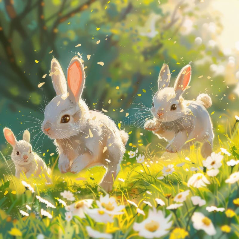 Bunnies Cute Bunnies Hopping Around Stock Image - Image of chaite ...