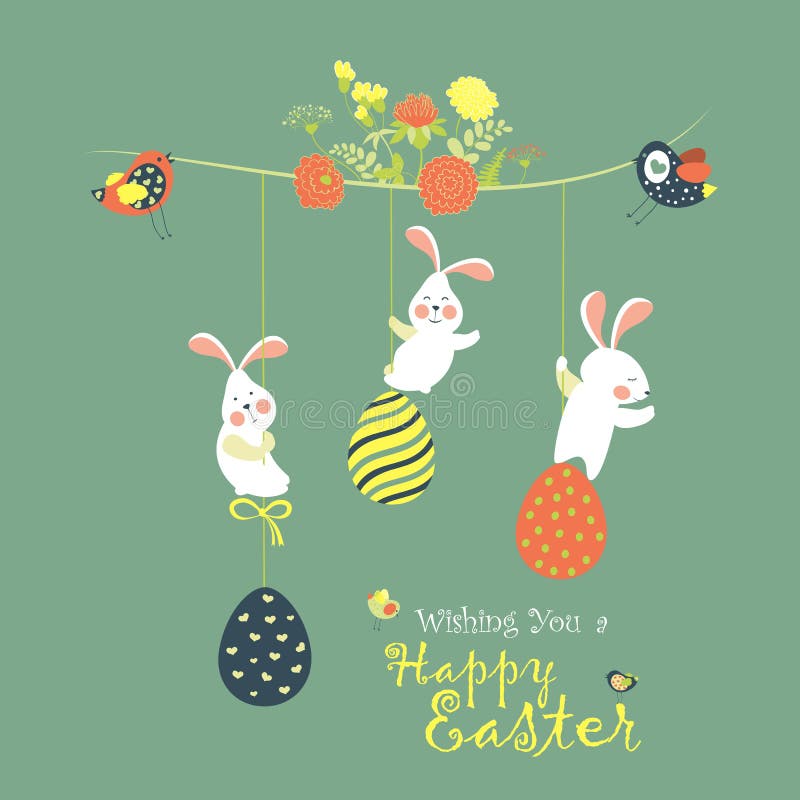 Bunnies and easter eggs stock vector. Illustration of mammal - 84769879