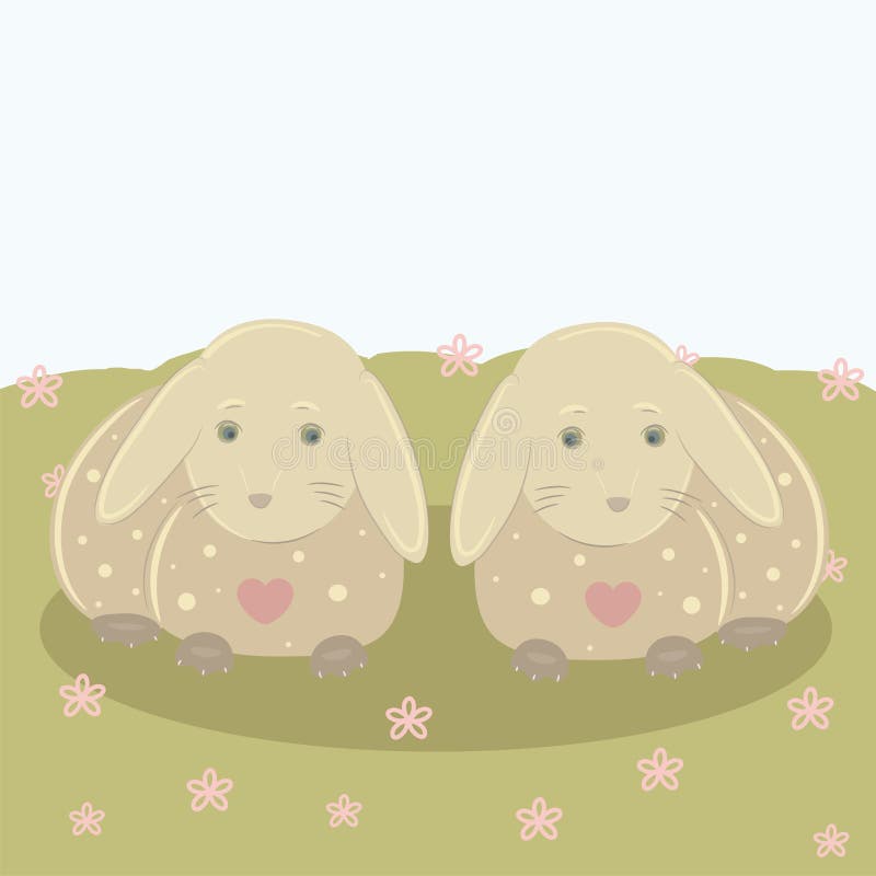 Two Bunnies Love Stock Illustrations 331 Two Bunnies Love Stock