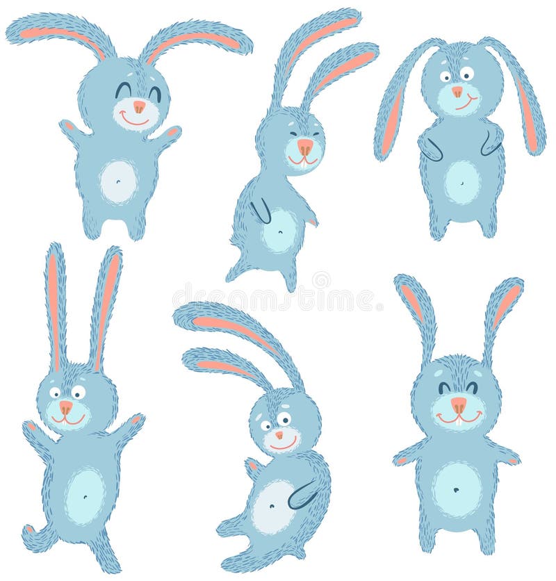 Bunny Rabbit Set stock vector. Illustration of clip, pink - 4675594