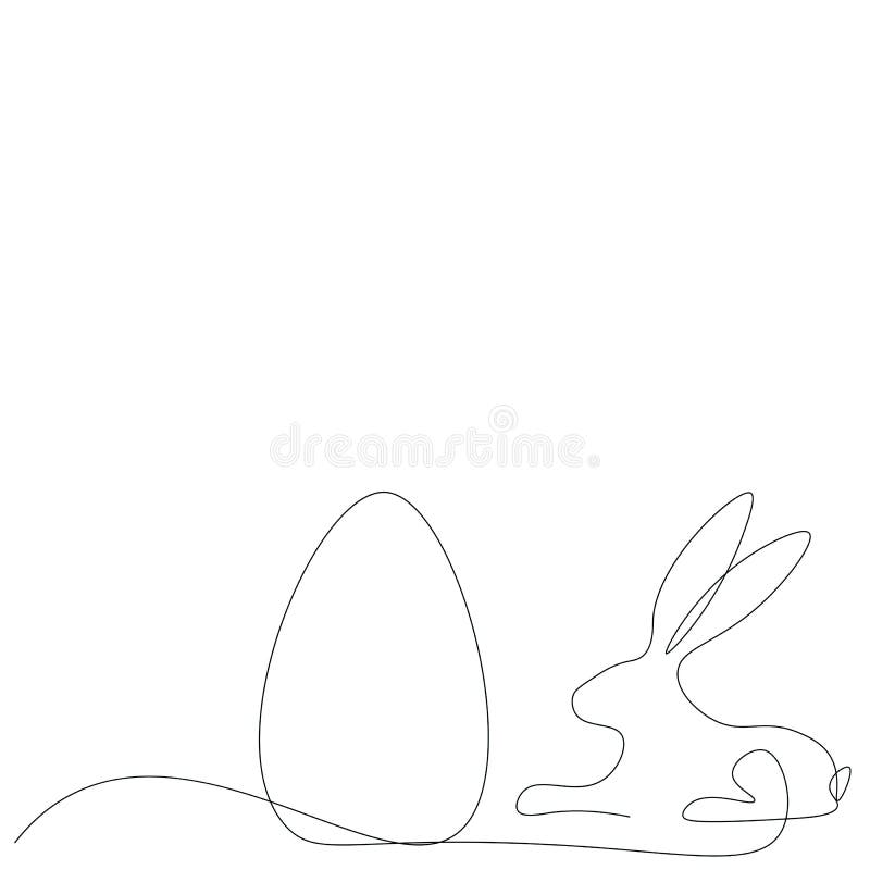 Bunny Animal Line Drawing Silhouette on White Background, Vector ...