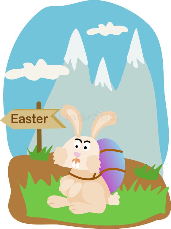Bunny with Backpack Ready for Easter Stock Illustration - Illustration ...