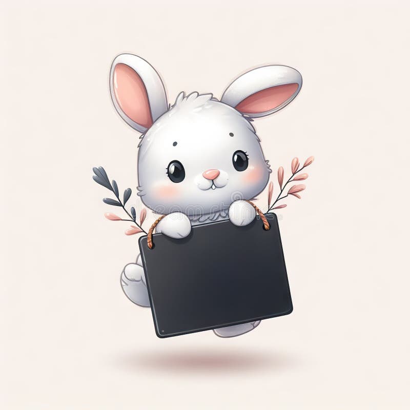 Bunny Banner Cute Design on Simple Background with Space for Text. Copy ...