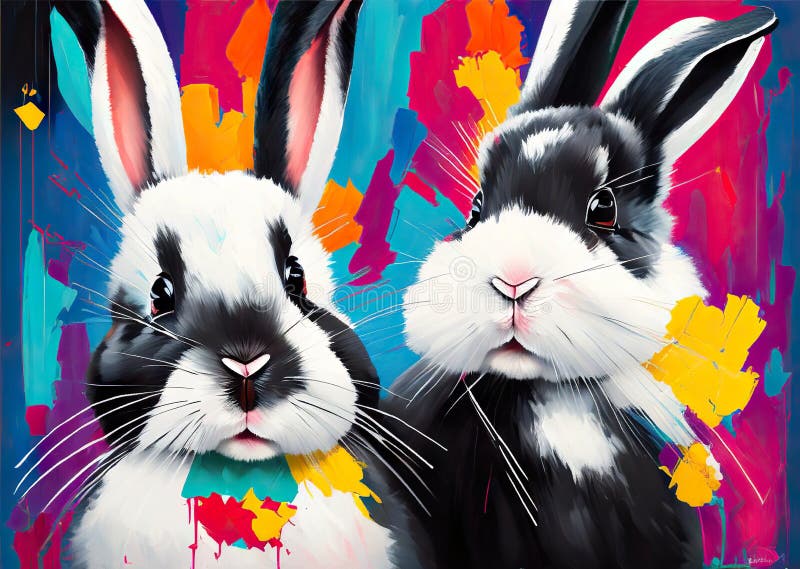 Bunny Banner Cute Design on Simple Background with Space for Text. Copy ...