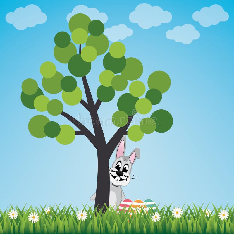 Rabbit Behind Tree Stock Illustrations – 72 Rabbit Behind Tree Stock ...