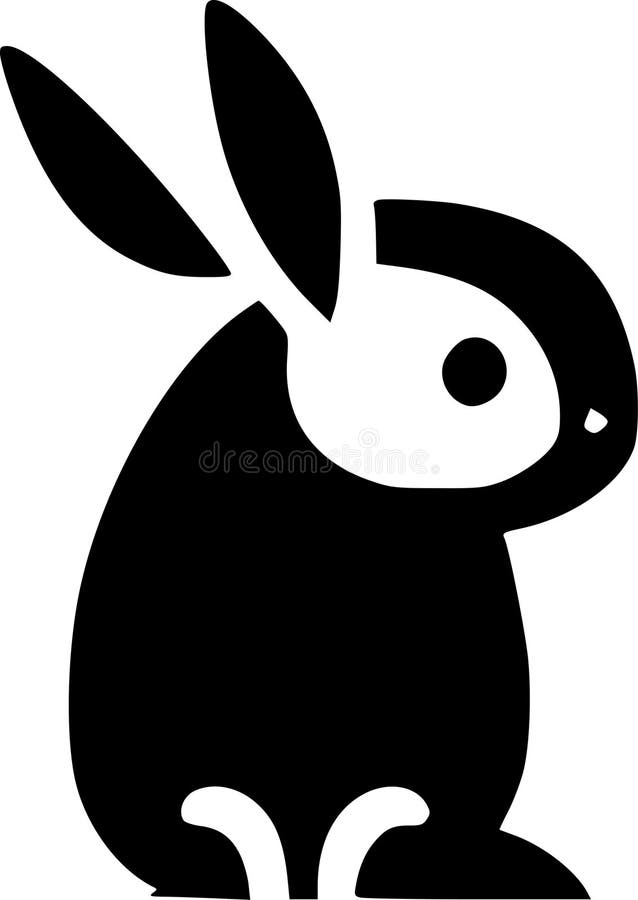 Bunny - Black and White Vector Illustration Stock Vector - Illustration ...