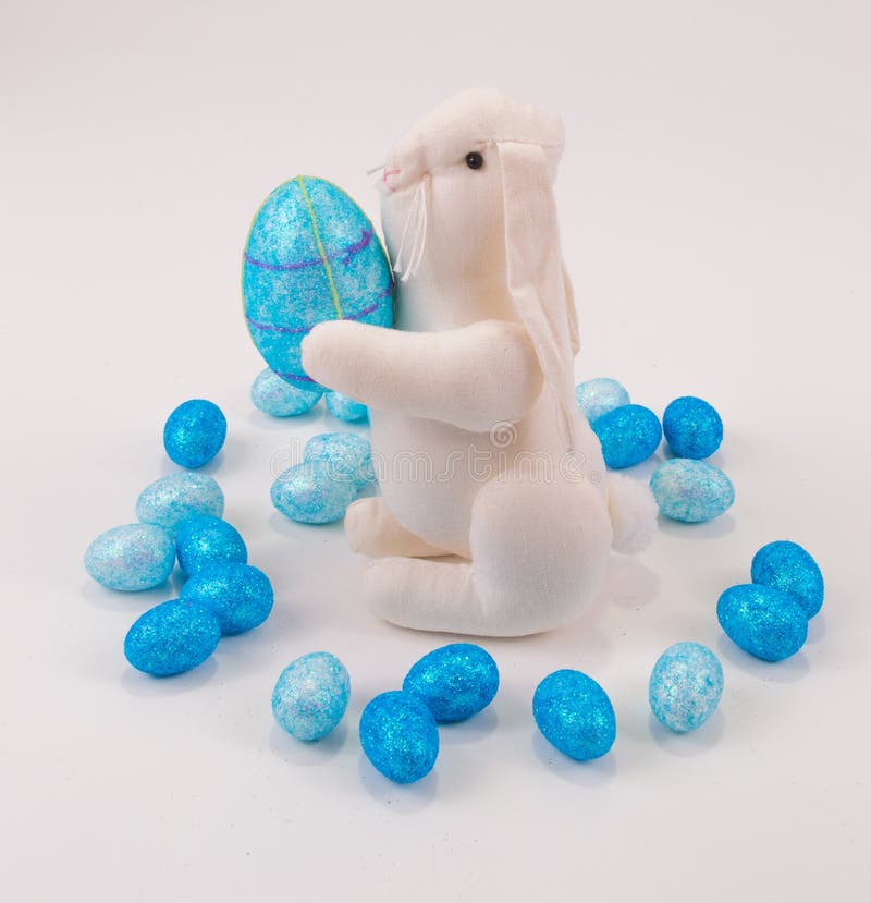 Bunny with blue eggs stock image. Image of bunny, easter - 38708943