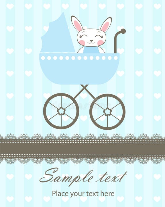 Bunny-boy in a pram stock vector. Illustration of celebration - 26257642