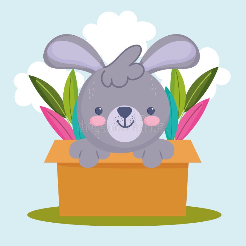 Bunny in cardboard box stock vector. Illustration of adorable - 220510254