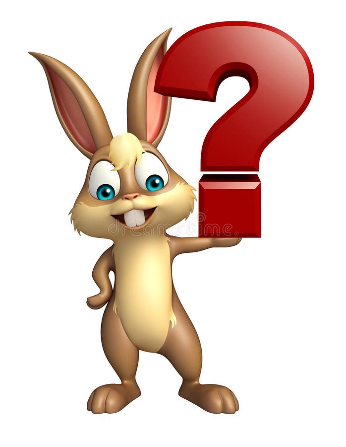 Bunny Cartoon Character with Question Mark Sign Stock Illustration ...
