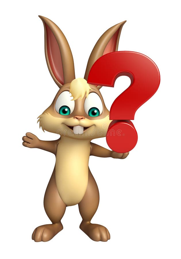 Bunny Cartoon Character with Question Mark Sign Stock Illustration ...