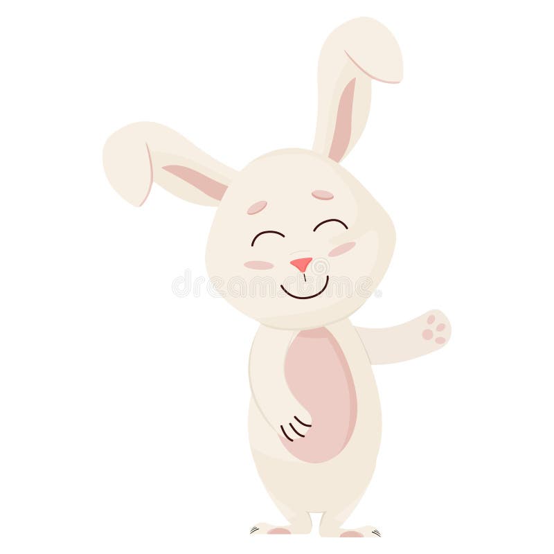 Bunny Character. Waving and Smile Funny, Happy Easter Rabbit. Stock ...