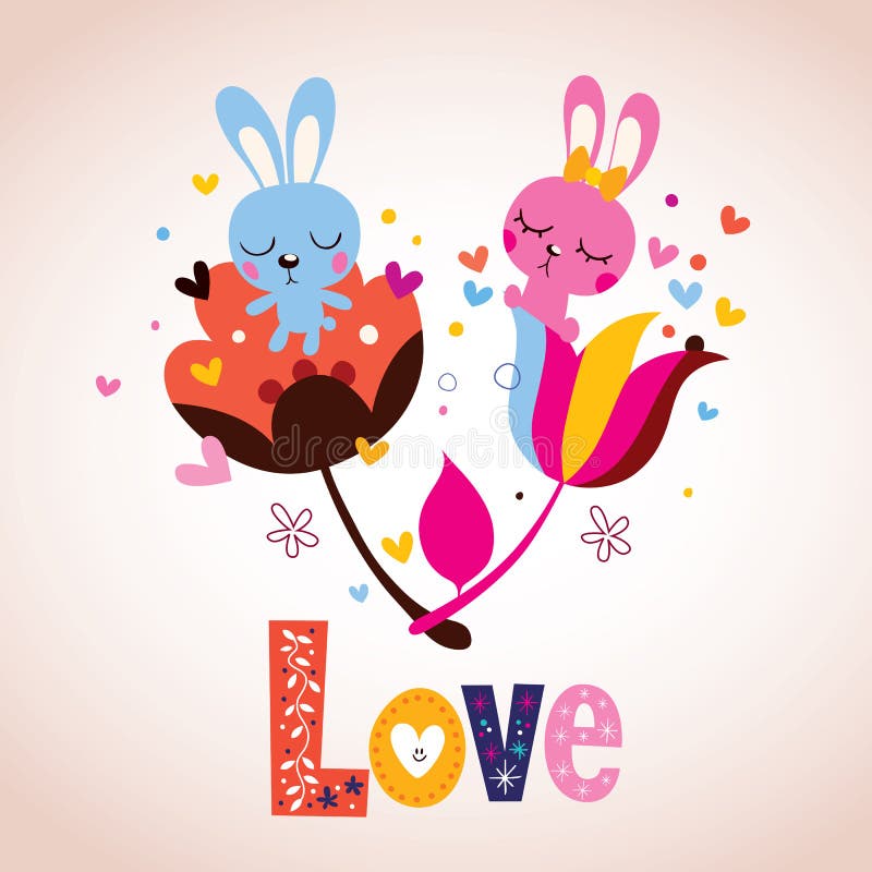 Bunny characters in love stock vector. Illustration of happiness - 44444567
