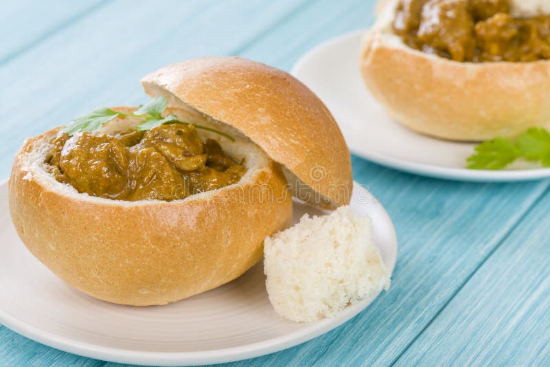 South Africa Bunny Chow Traditional Kota Loaf Durban Chicken Curry ...